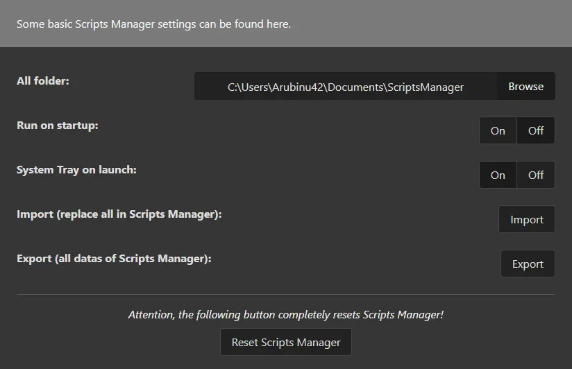 Scripts Manager Documentation